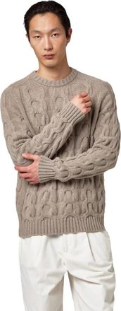 Alpha Studio Homme, Pulls, Beige, Taille: XL Pull ras du cou en cachemire