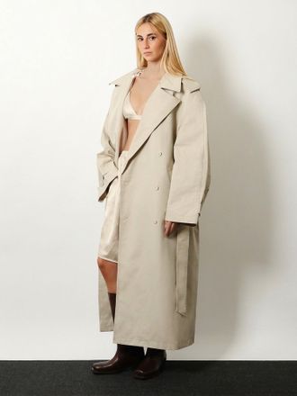 Frankie Shop Womens Trench Coat Riva Grey Cotton Blend & Raincoats