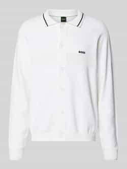 HUGO BOSS Regular Fit Strickjacke aus reiner Baumwolle mit Polokragen
