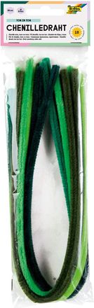 Folia 77894 - Chenilledraht, Pfeifenputzer, 10 St&uuml;ck sortiert in Gr&uuml;nt&ouml;nen, Durchmesser 8 mm und 50 cm lang, ideal f&uuml;r Kinder zum Basteln und Gestalten von 
