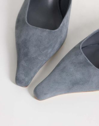 Tony Bianco Juniper mules &agrave; talons en bleu acier en daim