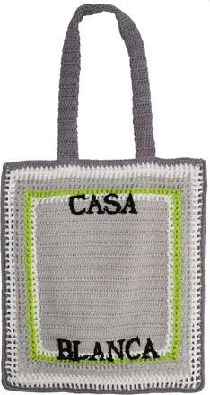 Casablanca Unisex Tote Bag With Logo Grey Cotton Handbags Hand