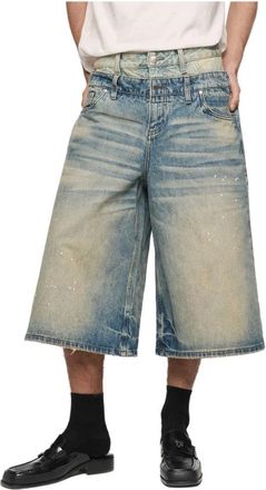 Misbhv Misbhv, Homme, Shorts, Bleu, Taille: W32 Pantaloncini Denim Baggy Shorts 2In1 Dirt