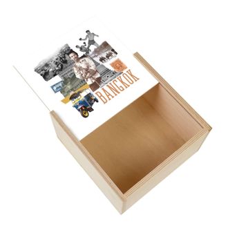 Fabulous Bangkok Box aus Holz im Vintage-Look, f&uuml;r Thailand-Reisen, Postkarte (11 x 11 x 3,5 cm)