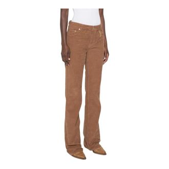 Stella McCartney Pantalon large en velours c&ocirc;tel&eacute; - Femme - Pantalons - Brun - Taille: W29