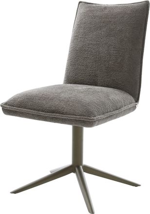 DELIFE Esszimmerstuhl Lelio-Flex Fu&szlig;kreuz Effektfinish Titan Boucl&eacute; Soft Schlamm 360&deg; drehbar Wippfunktion Taschenfederkern