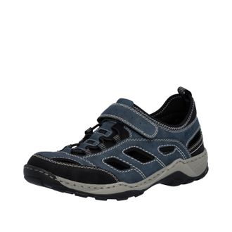Rieker Slip-On Sneaker RIEKER, Herren, Gr. 40, nachtblau kombiniert, Lederimitat, Textil, Schuhe, Schlupfschuh, Trekkingschuh, Outdoorschuh mit Klettriegel