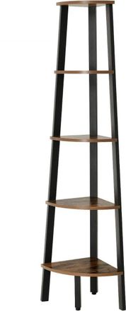 Hoppa Eckschrank - 5 Ebenen - Braun/Schwarz - Metall - 34 x 34 x 159 cm