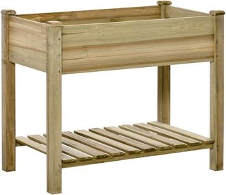 OUTSUNNY Jardini&egrave;re sur pieds potager avec &eacute;tag&egrave;re &agrave; lattes dim. 91L x 51l x 76H cm bois sapin autoclave