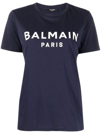 Balmain t-shirt à logo imprimé - Bleu