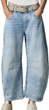 Generic Jeans femme taille haute, denim pantalon &eacute;lastique confortable pantalon d&eacute;contract&eacute; push up jeans avec poches mode style baggy confortable pour bureau