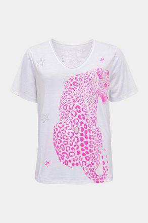 Six-O-Seven T-Shirt T-Shirt mit Leoparden-Stern-Print Y2K Chic Stil Pink Sommerlook