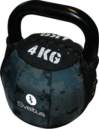Sveltus 1101 Soft Kettlebell 4kg Krafttraining Bootcamp Gewichte Neopren Hantel, schwarz
