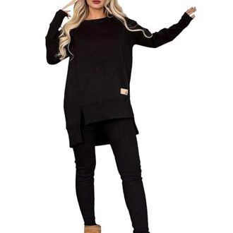 Generic Co Ord Ensembles de pyjamas mignons en velours pour femmes et hommes - Ensemble de v&ecirc;tements de nuit - Ensemble de v&ecirc;tements de nuit solides - Ensembl