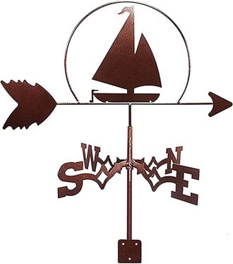 Generic Wetterfahne Boot Modell Metall Wetterfahne mit Anti-Rost-Beschichtung Praktische Windfahne Outdoor Dach Garten Dekor Hof Windrichtungsanzeige