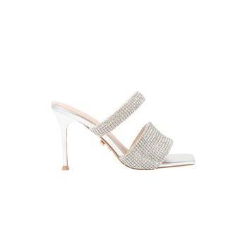 Twentyfourhaitch Scarpa Argento Mule con doppio listino gioiello - - Shoes - Damen - Grau - 36 EU