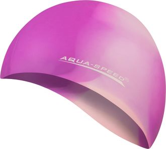 Aqua Speed BUNT Badekappe + Kleines Mikrofaserhandtuch | Damen & Herren | Silikon Bademütze | elastische Badehaube aus Silikon | wasserdichte Schwimmhaube für Er