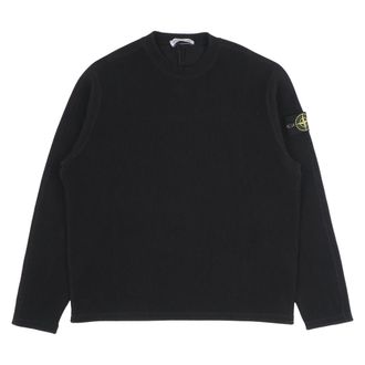 Stone Island Homme, Pulls, Noir, Taille: L Ribbed Wool Nylon Crewneck