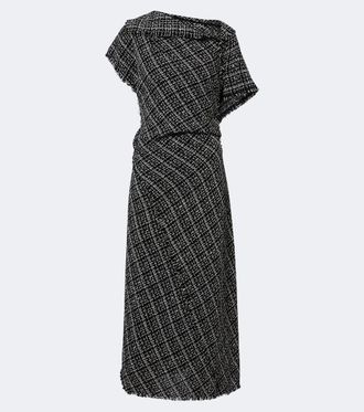 Erdem Robe midi en tweed de coton m&eacute;lang&eacute;