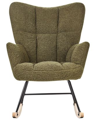 Beliani Schaukelsessel aus Bouclé Stoff grün gepolstert Schaukelstuhl modern Oulu