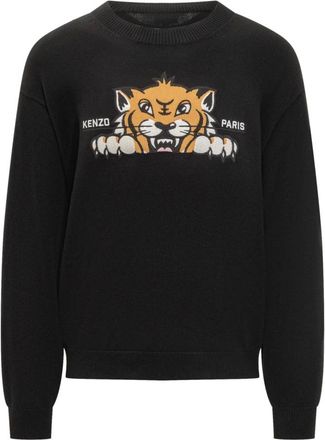 Kenzo Homme, Pulls, Noir, Taille: M Pull Brod&eacute; Tigre Happy Tiger