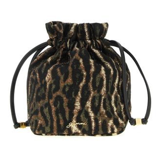 Ganni Metallic Bou Bucket Cloque Pouch - - Bags - Damen - Braun - ONE SIZE
