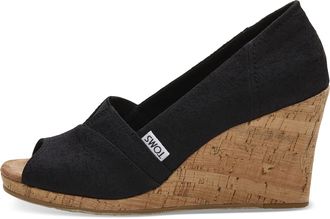 Toms Damen Classic Wedge Sandalen mit Keilabsatz, Black, 38.5 EU