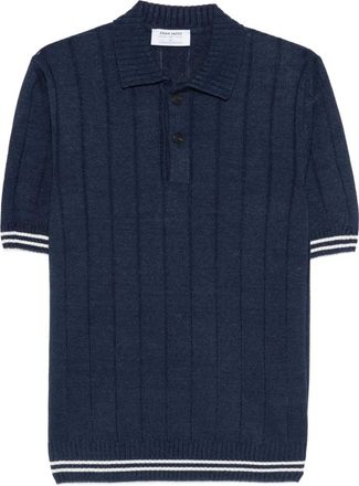 Gran Sasso Homme, Tops, Bleu, Taille: 2XL Polo en maille c&ocirc;tel&eacute;e