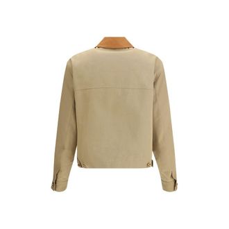 Versace Mens Beige Cotton Full-Length Jacket Clothing