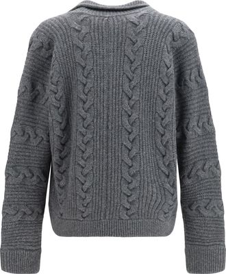 Versace Cable-Knit with Medusa Head Buttons Cardigan - Gray