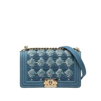 Chanel Sac bandouli&egrave;re Boy Flap en jean Pre-owned - Femme - Pre-owned - Bleu - Taille: ONE Size