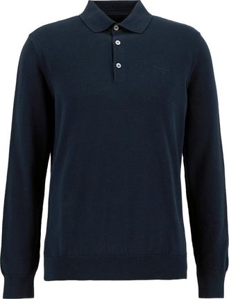 Barbour Langarm Strick-Poloshirt aus Pima-Baumwolle mit kleiner Logo-Stickerei in