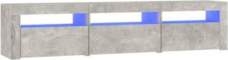 vidaXL Meuble tv avec lumi&egrave;res led Gris b&eacute;ton 180x35x40 cm