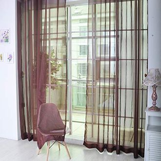 Generic Rideau de fen&ecirc;tre transparent solide avec passe-tringle en maille transparente moderne pour chambre &agrave; coucher, salon, d&eacute;coration de porte