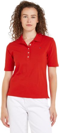 Tommy Hilfiger Damen Poloshirt Kurzarm 1985 Reg Pique Polo Ss Regular Fit, Rot (Fierce Red), XXL