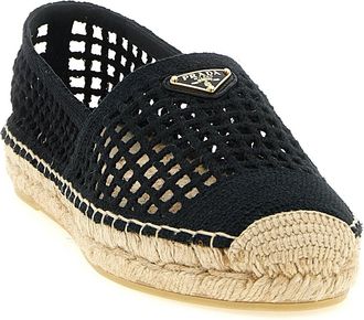 Prada Crochet Cotton Espadrille - Black