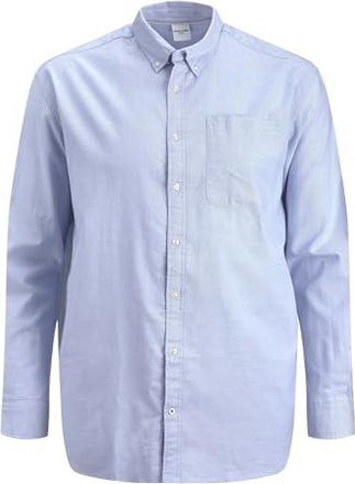 Jack & Jones Chemise Unie Grande Taille &agrave; Manches Longues pour Hommes de, Couleurs:Bleu, Taille:4XL