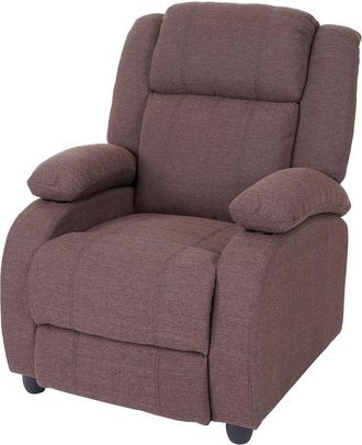 Hhg Fernsehsessel Glasgow, Relaxsessel Liege Sessel, Stoff/Textil mahagony