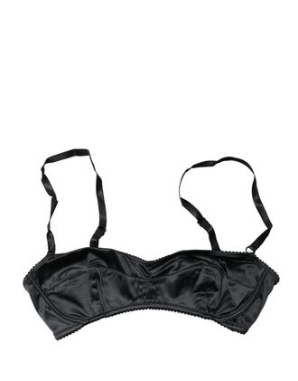 Dolce & Gabbana Womens Black Semi-Pad Underwire Balconette Bra Underwear Elastane Silk Clothing