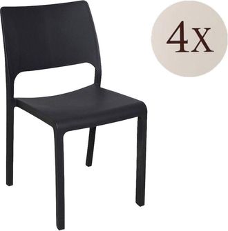 Dmora 4er Set Gartenst&uuml;hle Cereseto, Gartensitz, F&uuml;r drinnen und drau&szlig;en, Stapelbar, Made in Italy, 47x53 h82 cm, Anthrazit - Dmora