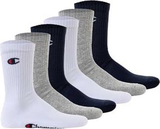 Champion Mixte Socks Basics 6pk Crew Protège-Bas & Socquettes, Gris/Blanc/Noir, 35-38 EU
