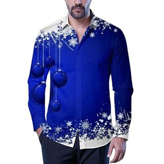 Generico Chemise de Noël ample à motifs hawaïens avec imprimé 3D pour homme, A Bleu, XXXL