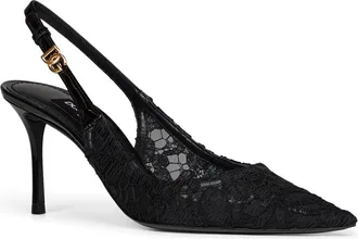 Dolce & Gabbana Taormina Lace Slingback Heel - Black