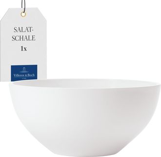 Villeroy & Boch Artesano Salat-/ Servierschüssel Weiß, Spülmaschinenfest, Mikrowellensicher, Salatschüssel, Schüssel, Groß, Premium Porzellan