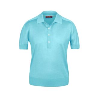 Moorer Homme, Pulls, Bleu, Taille: 2XL Polo de luxe en coton Sea Island