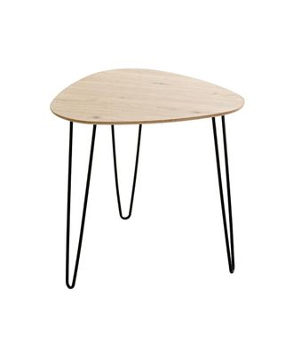 Haku M&ouml;bel Beistelltisch Eiche hell, schwarz, MDF, Metall - Ma&szlig;e: B 48 x H 48 x T 48 cm, Style: Modern