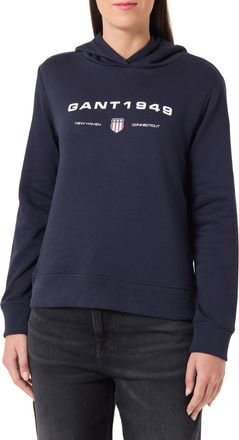 GANT Damen REG Graphic Hoodie Kapuzenpullover, Evening Blue, 46
