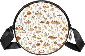 Generic Sac &agrave; bandouli&egrave;re rond rond pour femme, petit sac &agrave; bandouli&egrave;re champignon avec fermeture &eacute;clair, bretelles r&eacute;glables, d&eacute;contract&eacute; pour femmes et fill