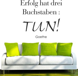 Indigos UG Indigos UG - Wandtattoo Wohnzimmer - Wandaufkleber Spruch Goethe Erfolg hat drei Buchstaben Tun 80x73, schwarz w014 - Aufkleber Kinderzimmer Schlafzim