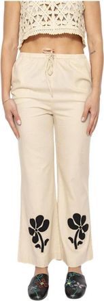 Thinking Mu Femme, Pantalons, Beige, Taille: 42 FR Wide Pantalons